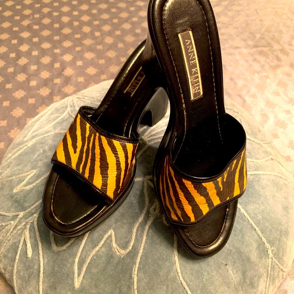 Anne Klein | Shoes | Vintage Anne Klein New York Zebra Print Chunky ...